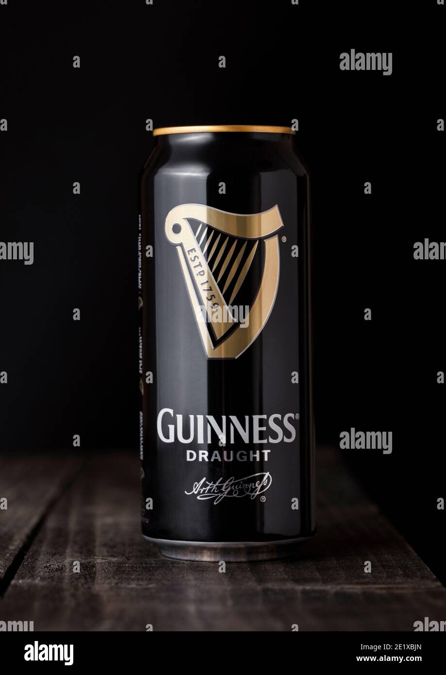 LONDON, UK - APRIL 27, 2018: Aluminium cans of Guinness draught stout ...