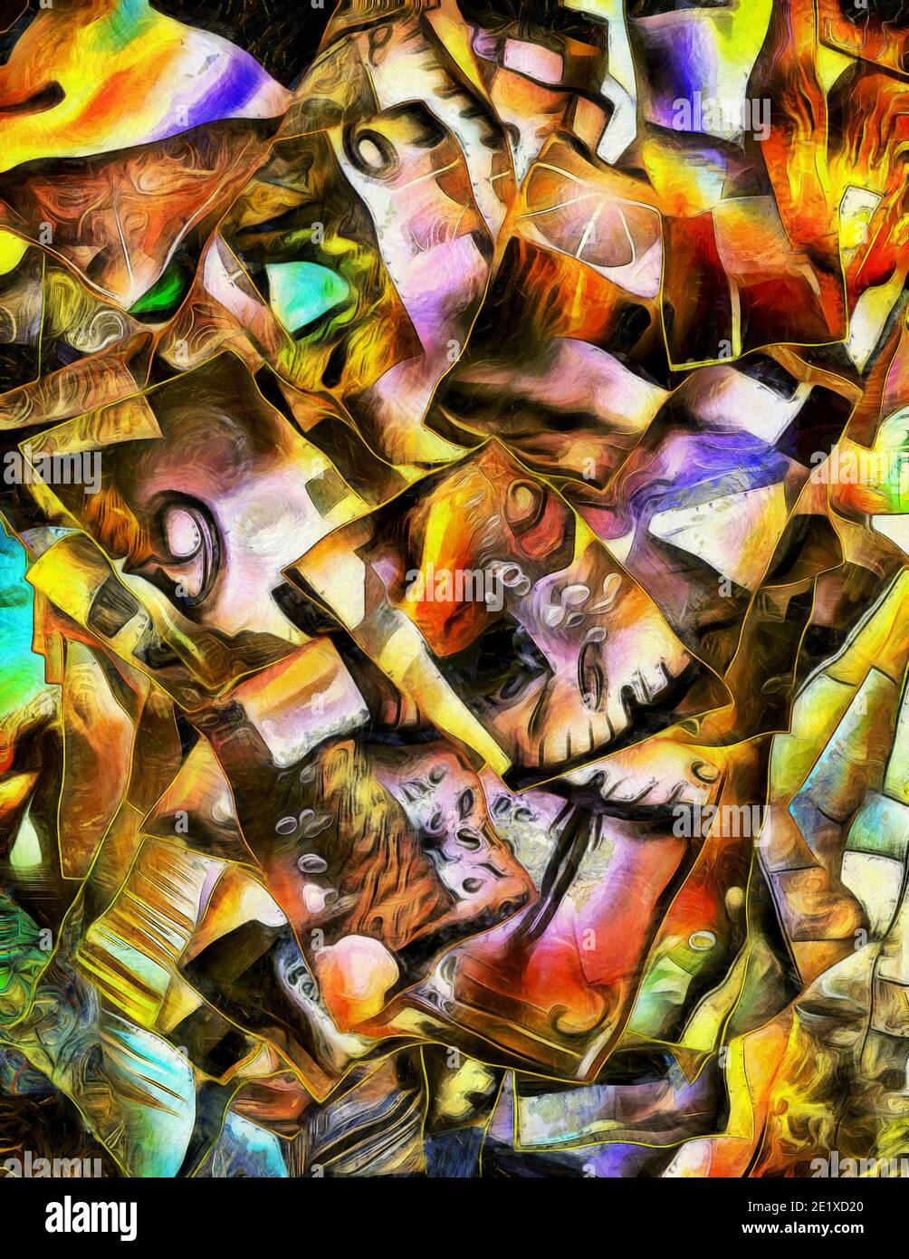 Colorful dimensional abstract painting. 3D rendering Stock Photo - Alamy