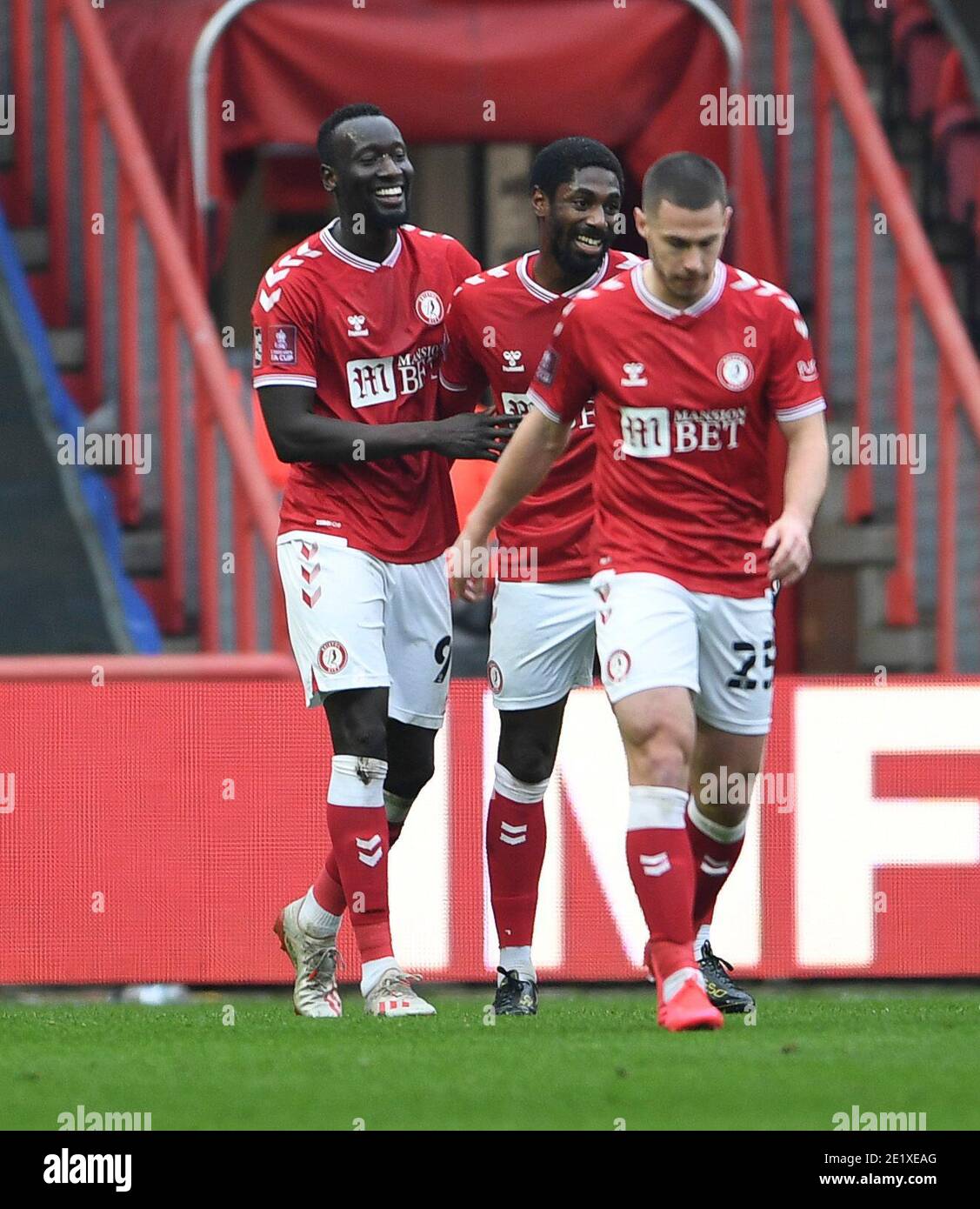 Bristol, UK. 10th Jan, 2021. Bristol City Players celebrate their side ...