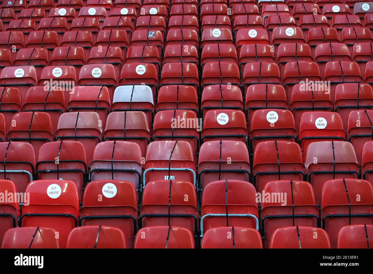 Seating at the stadium with Sit Here stickers for fixtures when ...
