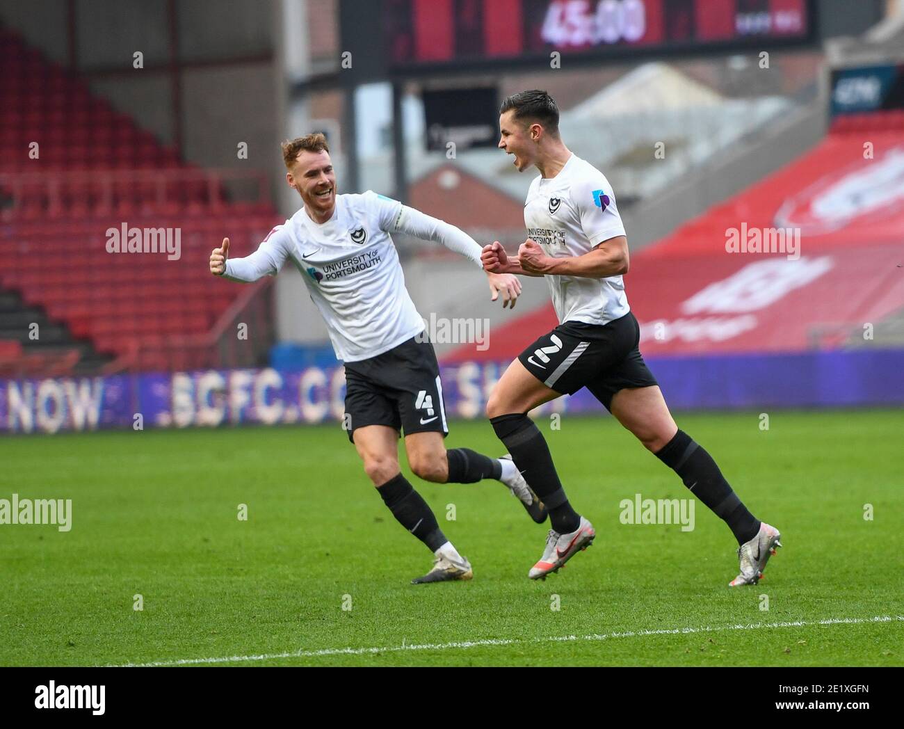 Bristol, UK. 10th Jan, 2021. Callum Johnson of Portsmouth celebrates ...