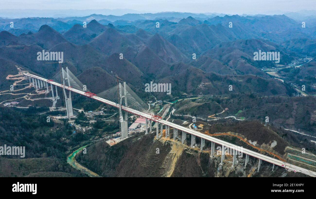 Guiding, China's Guizhou Province. 10th Jan, 2021. Aerial photo shows ...