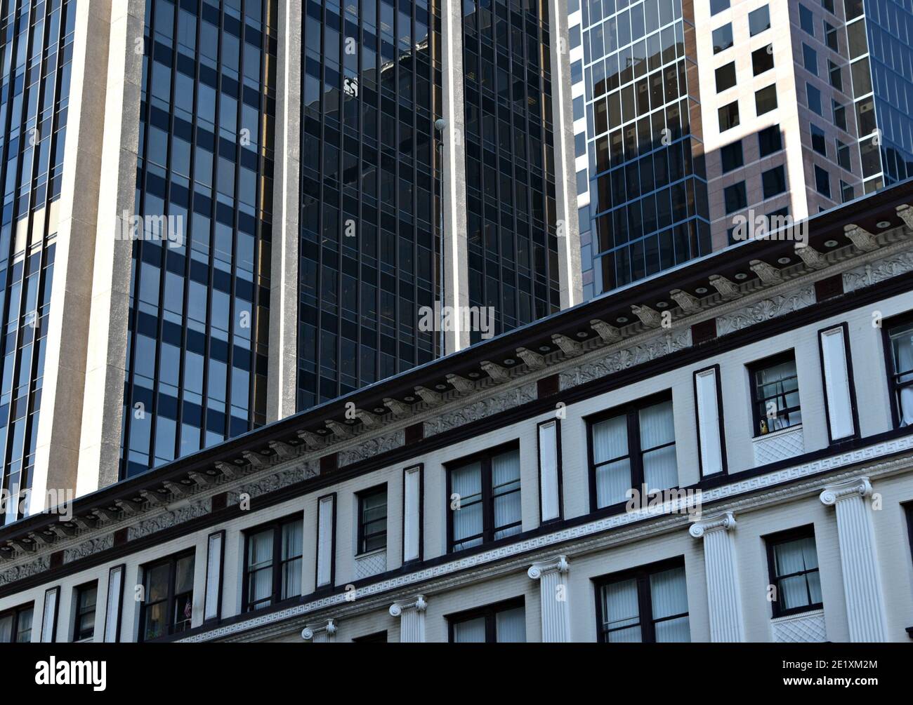 Modern design high-rise buildings with view of a Colonial public ...