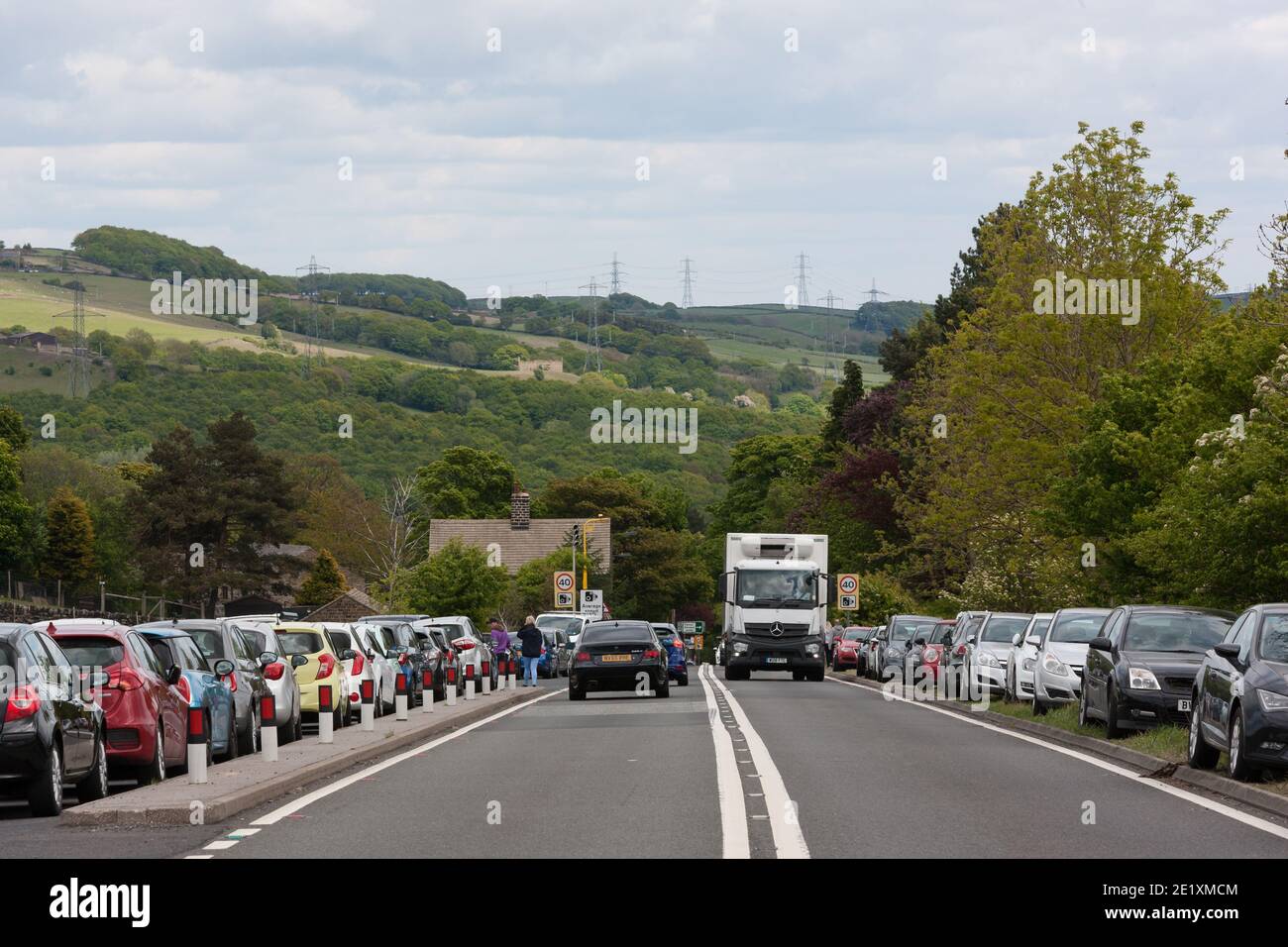 Langsett, UK - May 16 2020: Parking areas and lay-bys fill up at ...