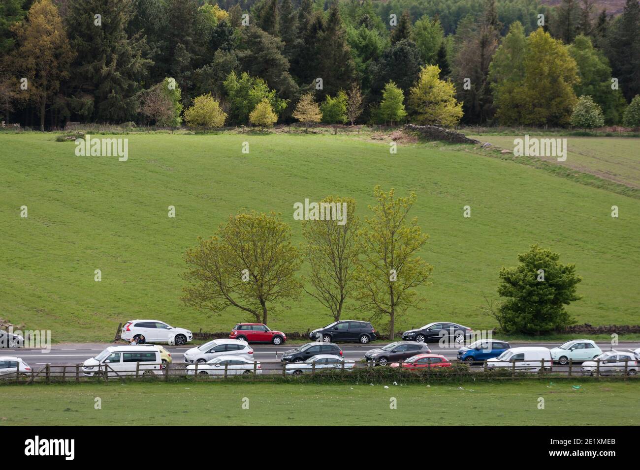Langsett, UK - May 16 2020: Parking areas and lay-bys fill up at ...
