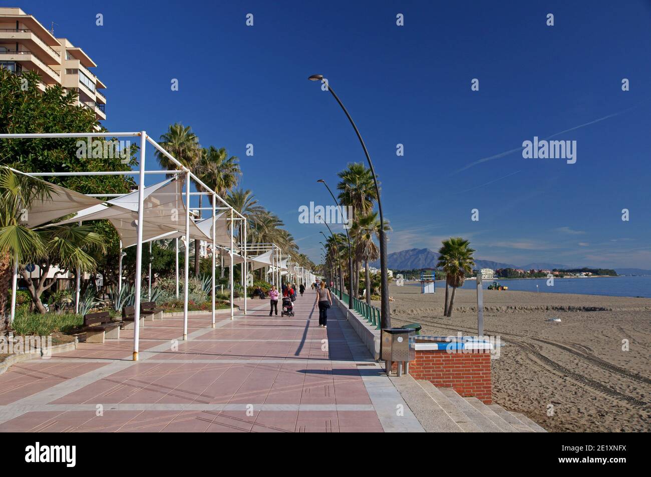 Estepona on the Costa del Sol: the beach and promenade in winter Stock ...