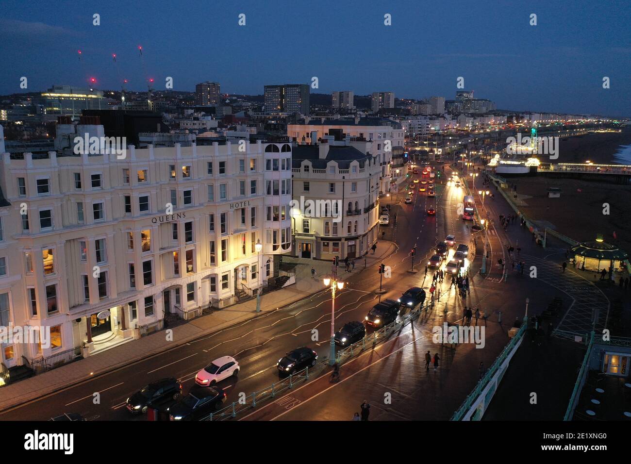 Aerial view of Brighton Seafront at night Stock Photo - Alamy