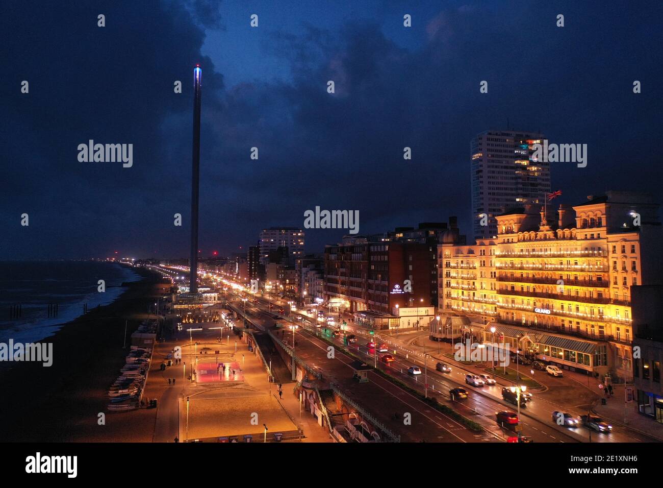 Aerial view of Brighton Seafront at night Stock Photo - Alamy