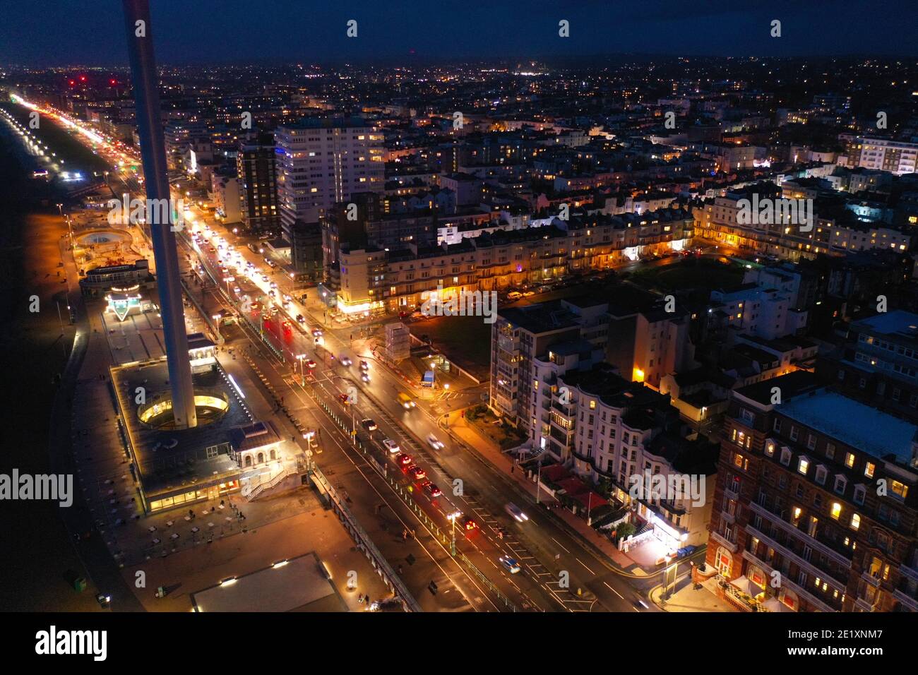 Aerial view of Brighton Seafront at night Stock Photo - Alamy