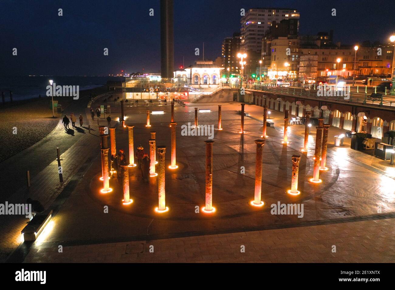 Aerial view of Brighton Seafront at night Stock Photo - Alamy