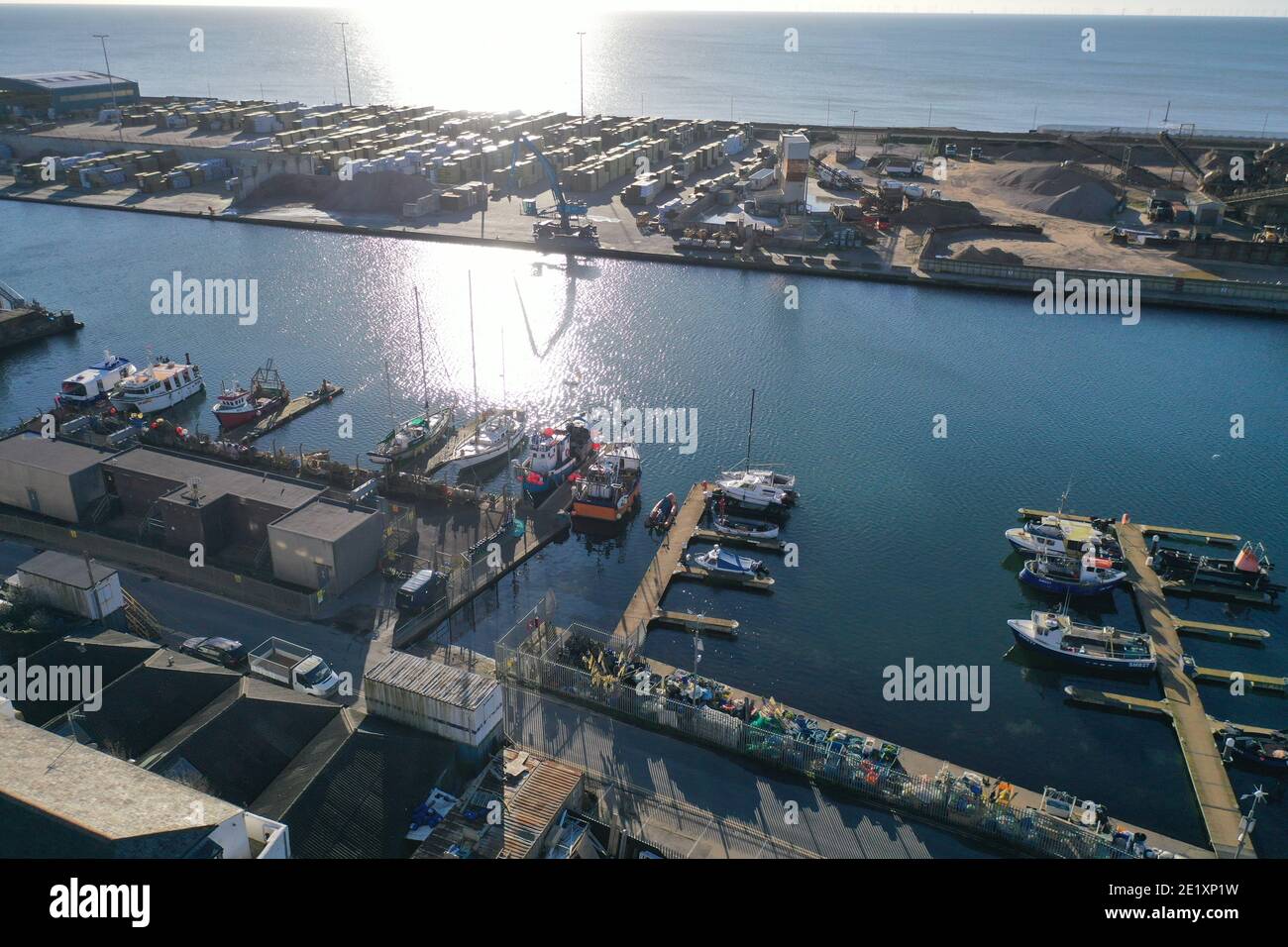 Aerial view of Shoreham Docks, Industrial area in Brighton and Hove ...