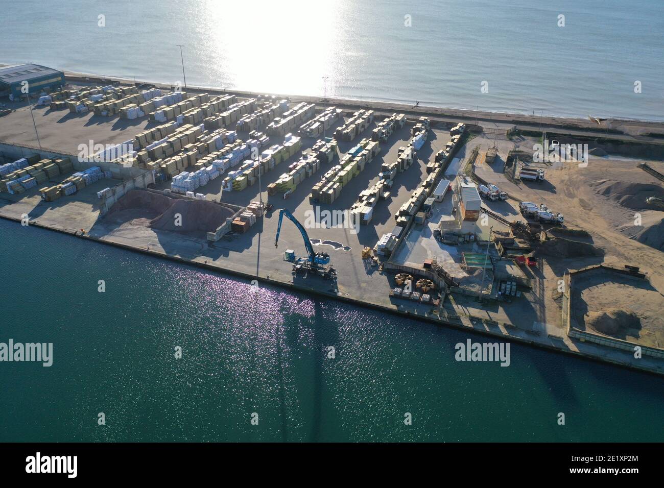 Aerial view of Shoreham Docks, Industrial area in Brighton and Hove ...