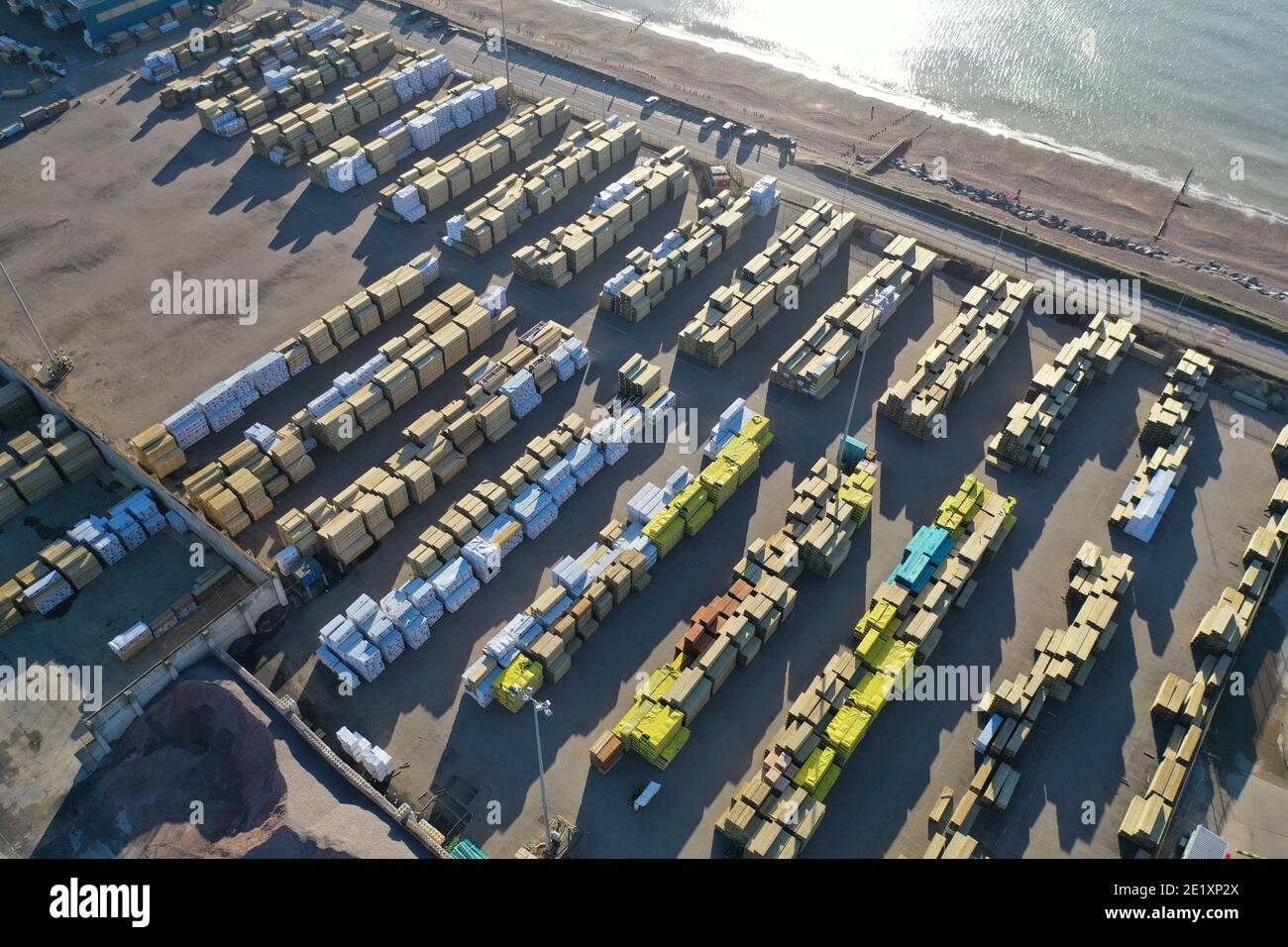 Aerial view of Shoreham Docks, Industrial area in Brighton and Hove ...