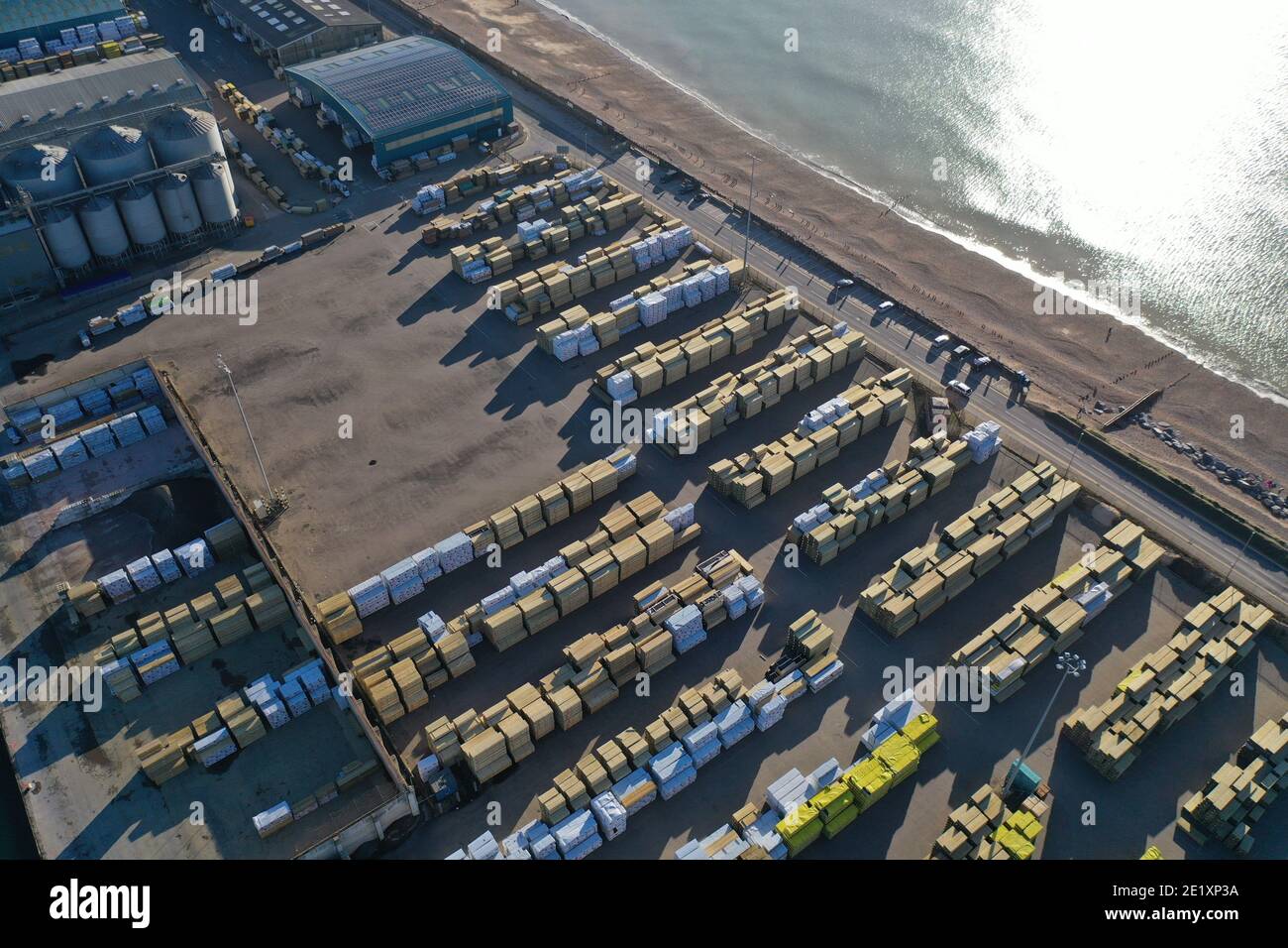 Aerial view of Shoreham Docks, Industrial area in Brighton and Hove ...
