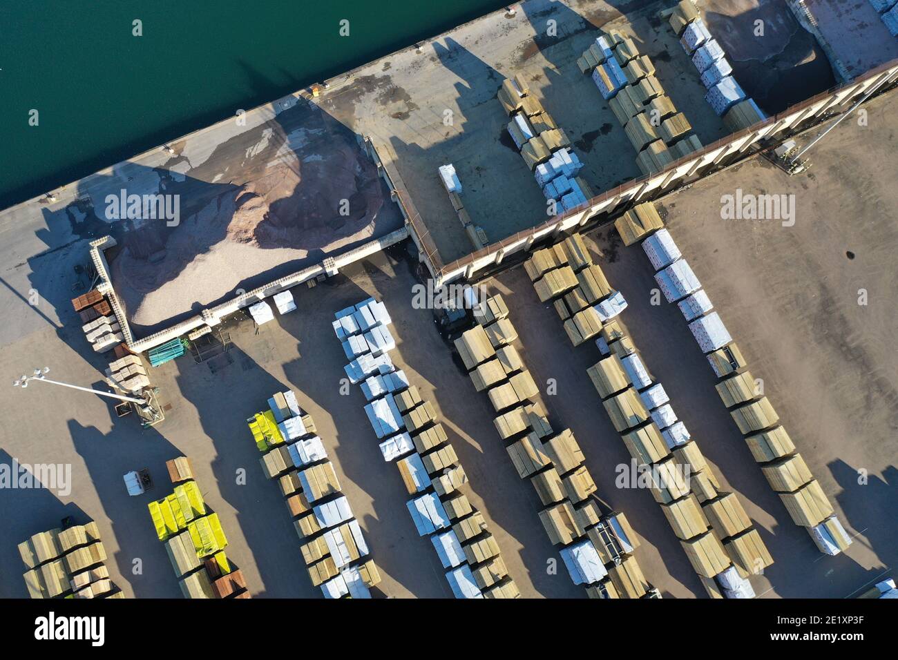 Aerial view of Shoreham Docks, Industrial area in Brighton and Hove ...