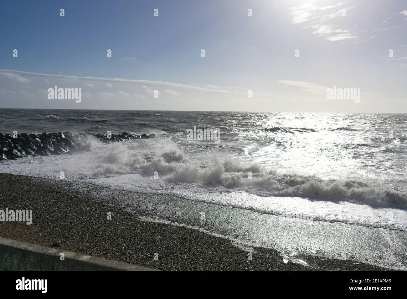 Heavy waves at the East Sussex town Saltdean Stock Photo - Alamy