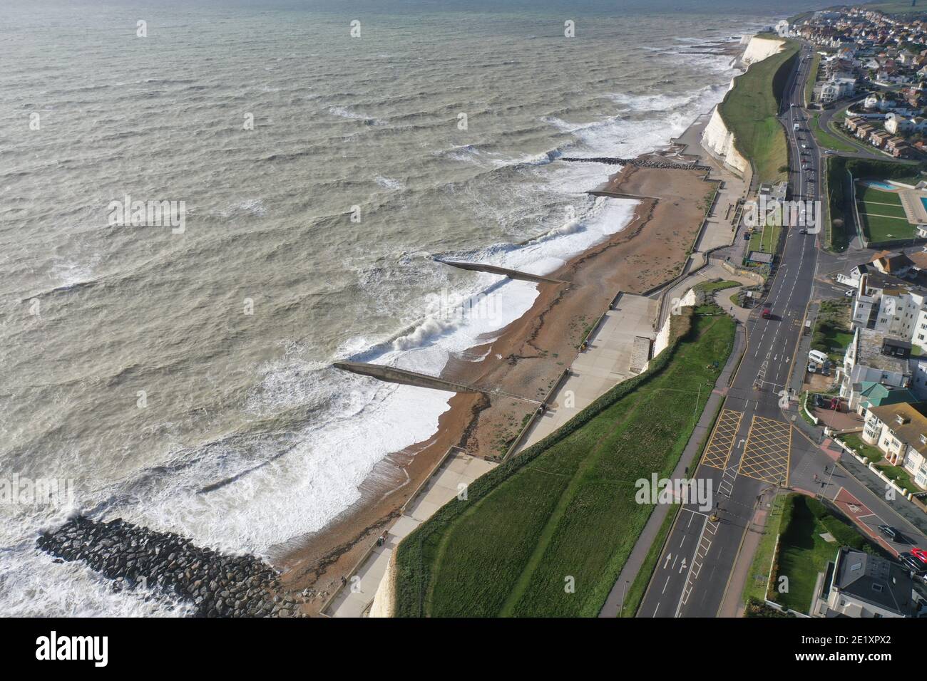 Heavy waves at the East Sussex town Saltdean Stock Photo - Alamy