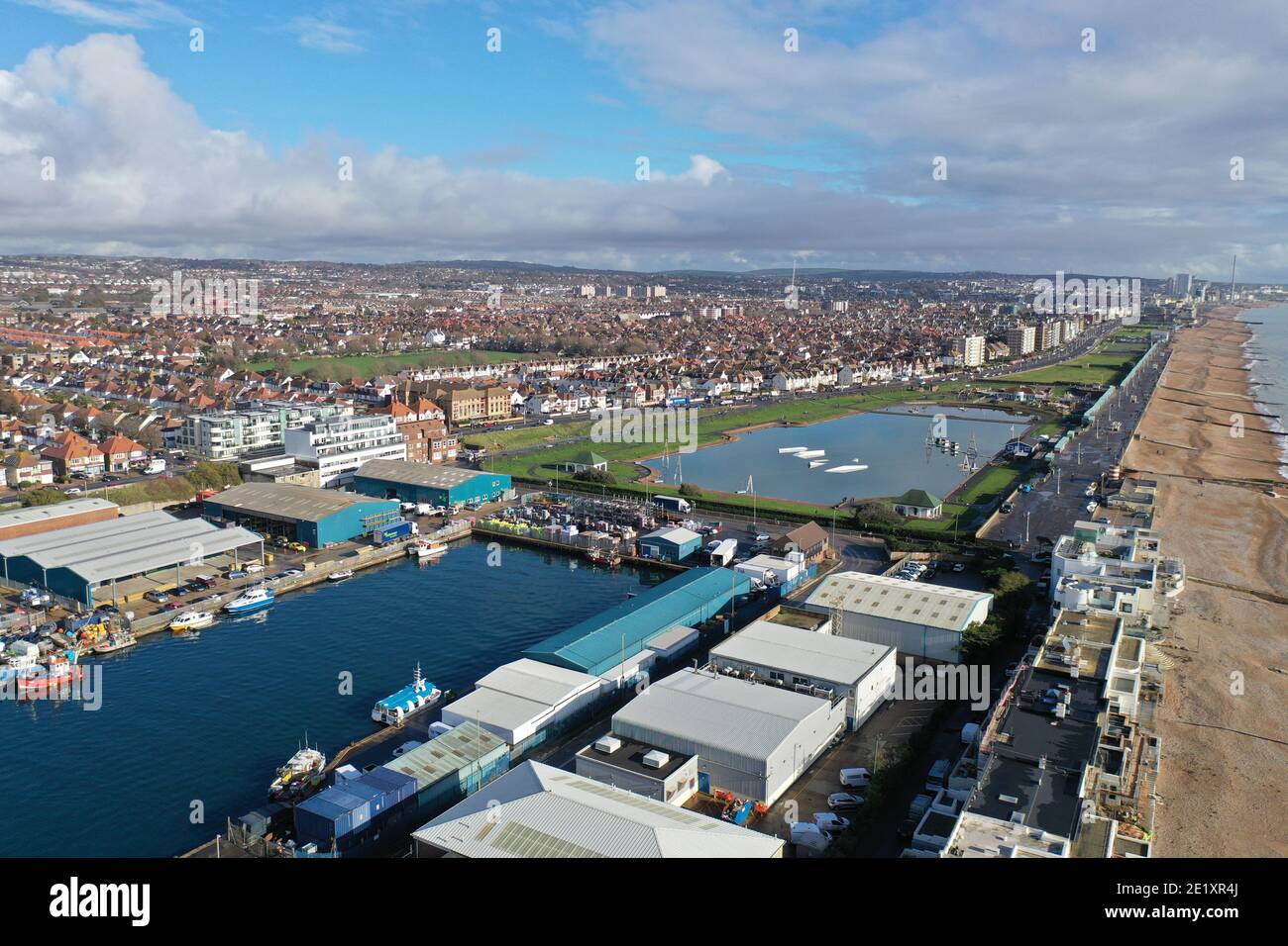 Aerial view of Shoreham Docks Stock Photo - Alamy