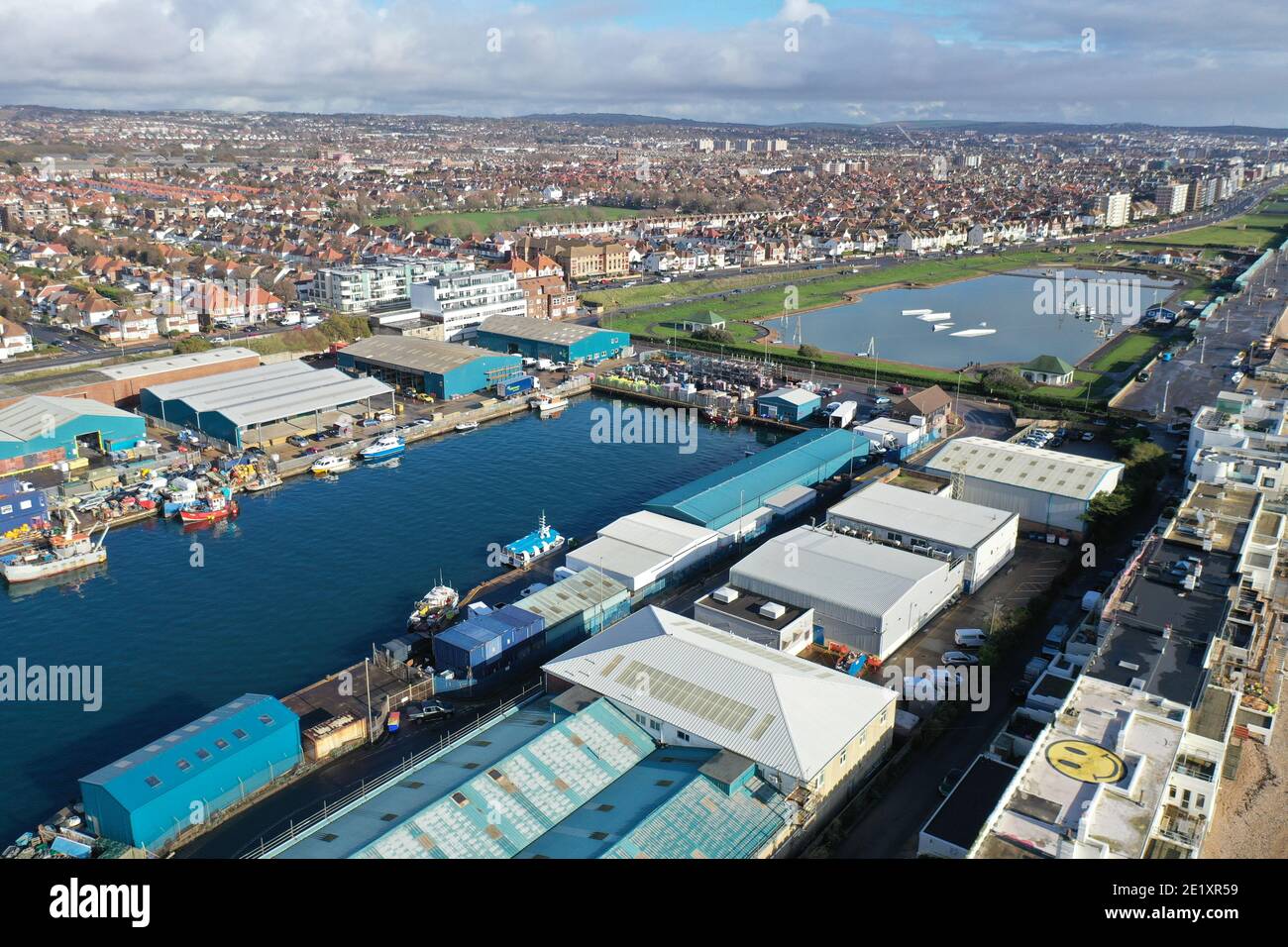 Aerial view of Shoreham Docks Stock Photo - Alamy