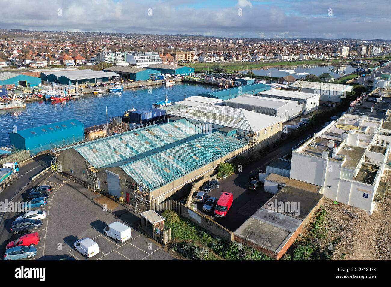 Aerial view of Shoreham Docks Stock Photo - Alamy