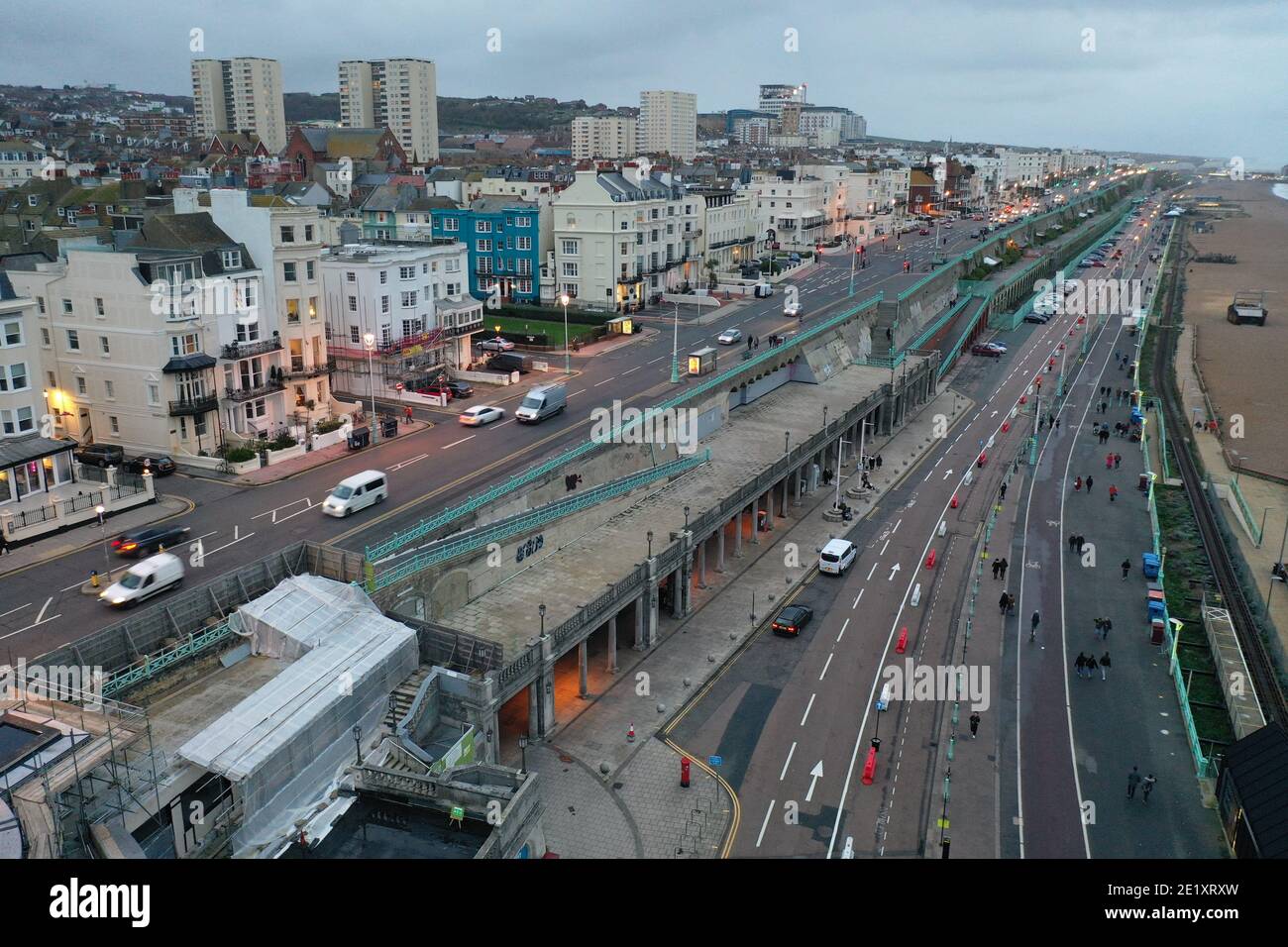 Aerial view of Brighton Seafront at night Stock Photo - Alamy