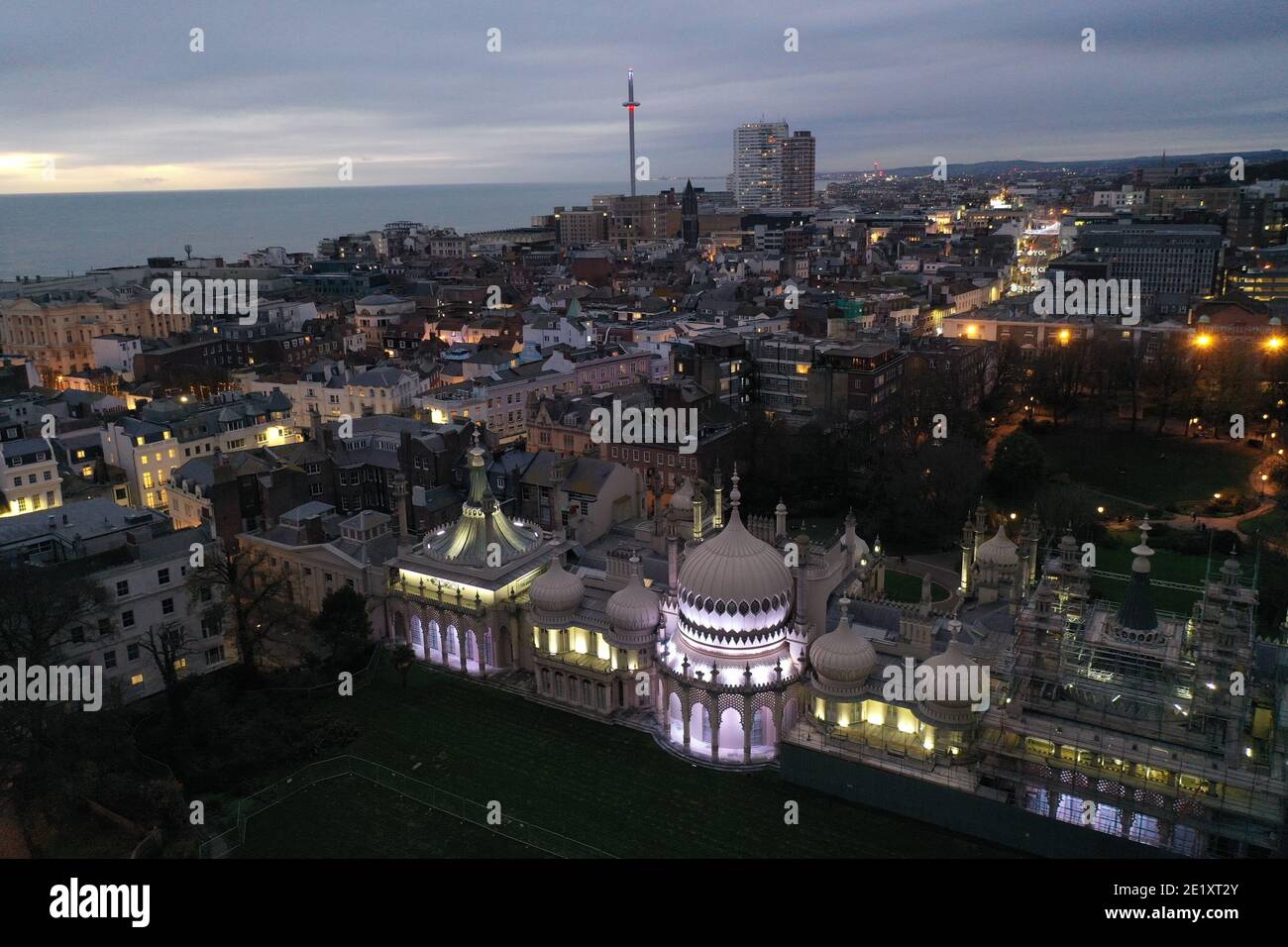 Aerial view of Brighton Seafront at night Stock Photo - Alamy