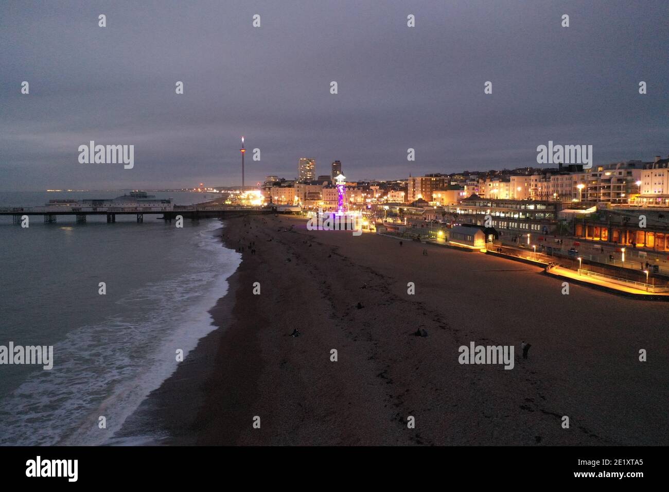 Aerial view of Brighton Seafront at night Stock Photo - Alamy