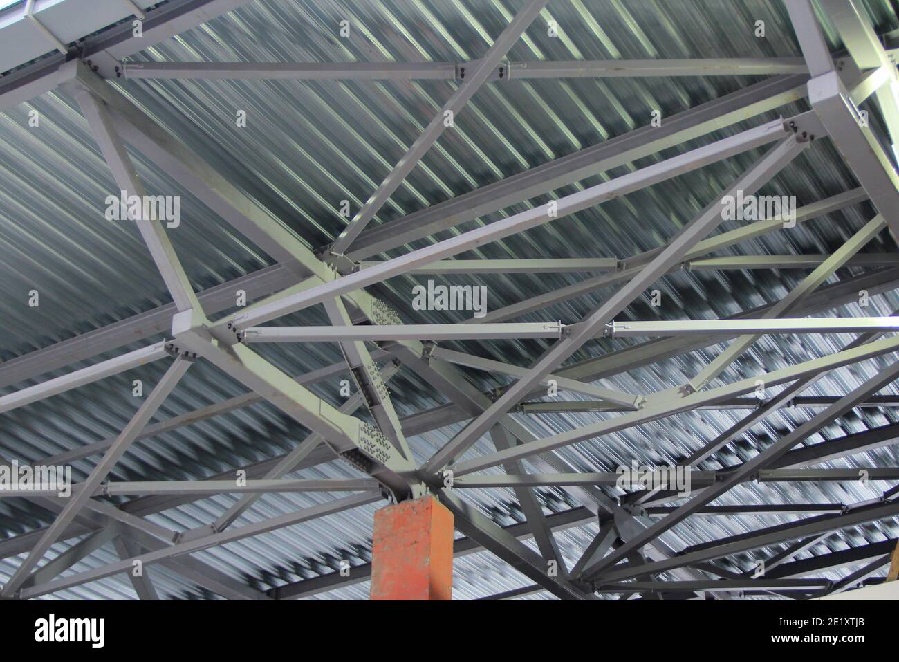 An old steel metal farm. structure of metal structure of frame-type ...