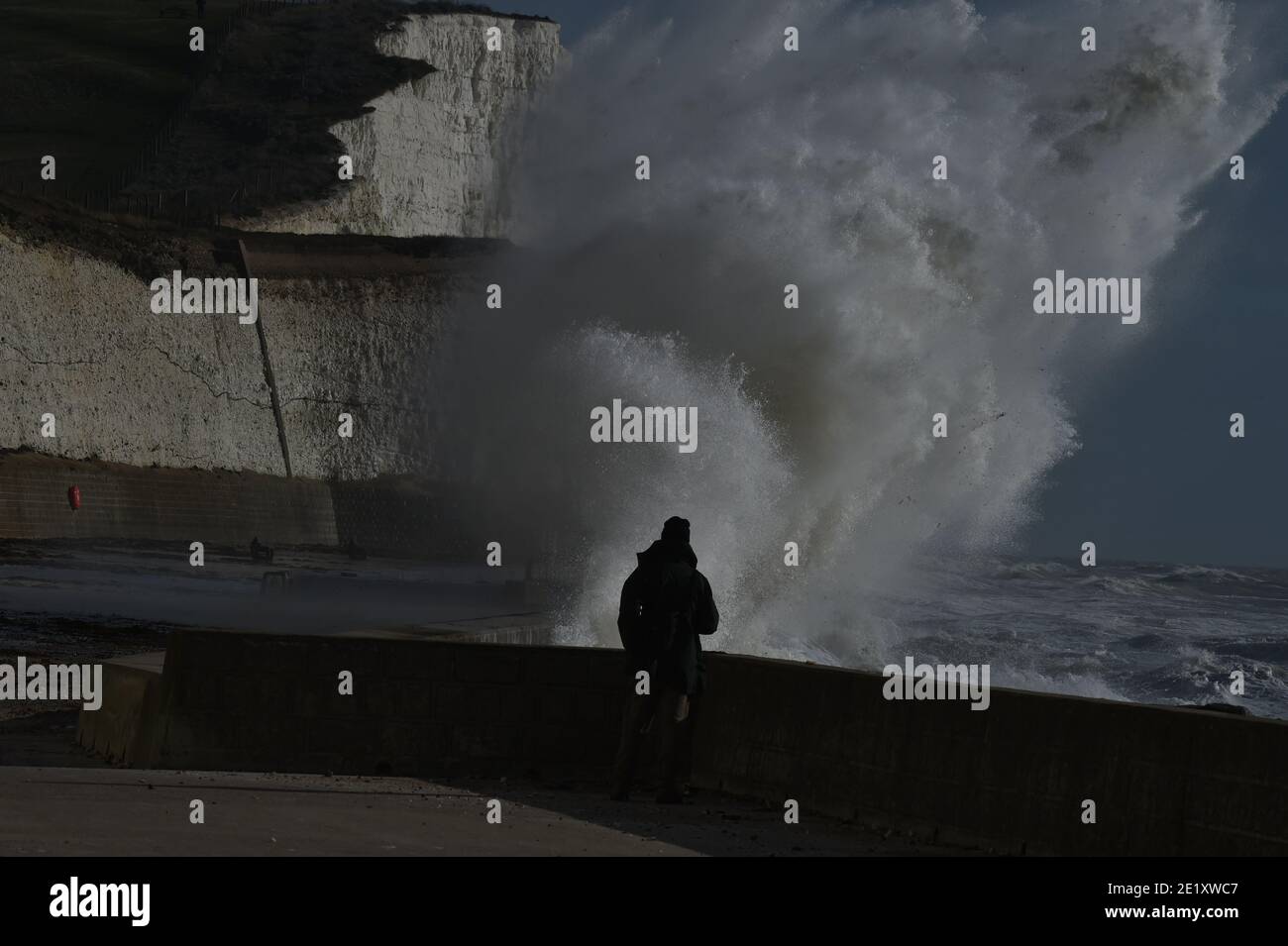 Giant crashing Waves at Saltdean seafront Stock Photo - Alamy