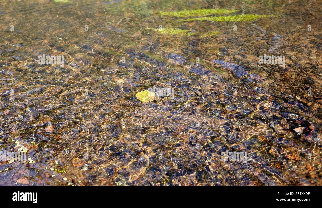 Blurred defocused image river bottom. Stone underwater, nature ...