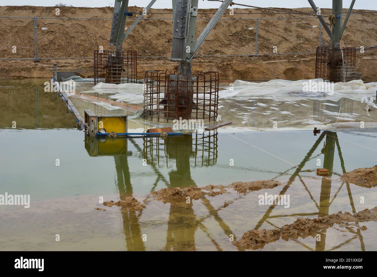 High voltage pylon, maintenance, foundation work, reinforcement. The ...