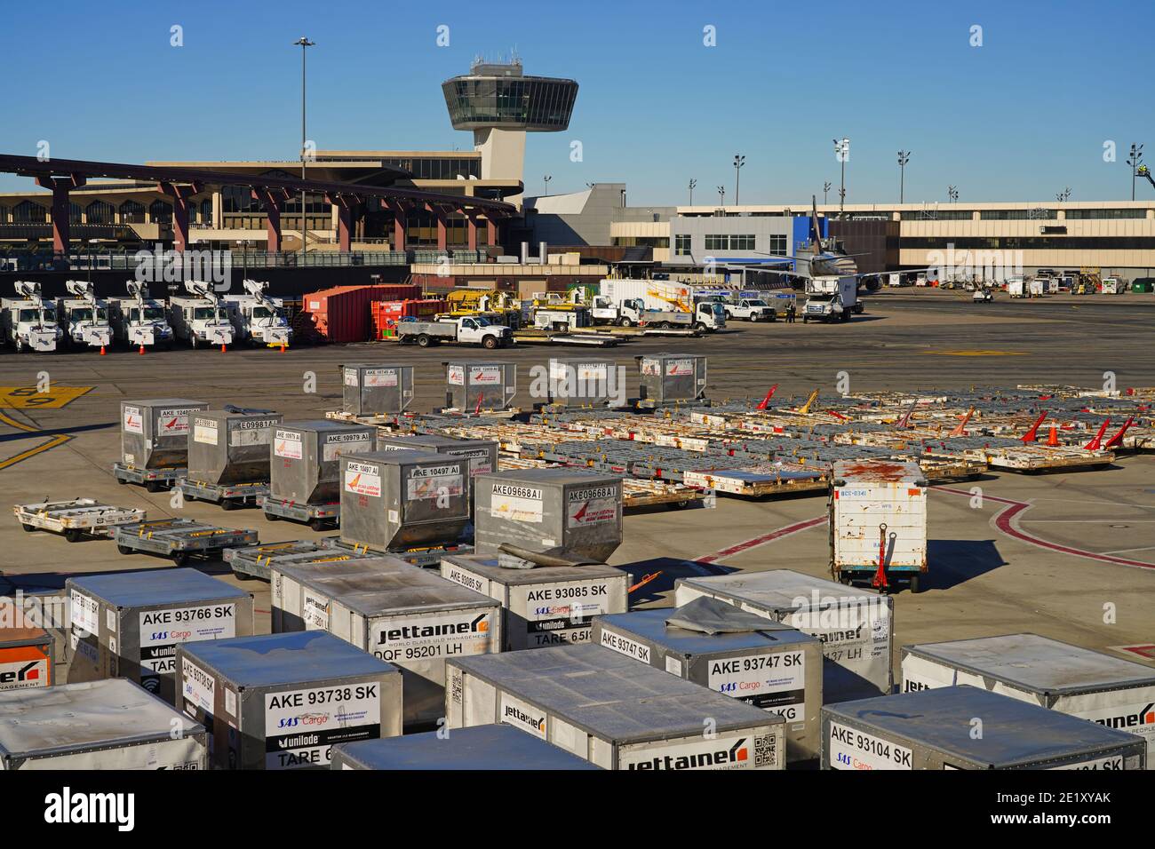 NEWARK, NJ -7 JAN 2021- Cargo containers ready for being loaded onto ...