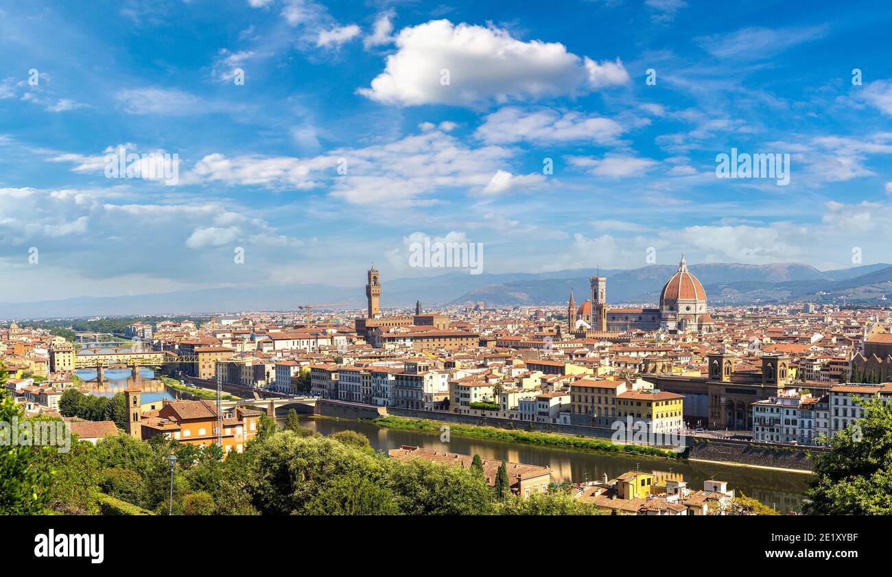 Panoramic view of cathedral Santa Maria del Fiore in Florence, Italy in ...