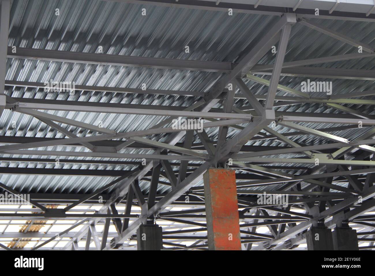 An old steel metal farm. structure of metal structure of frame-type ...