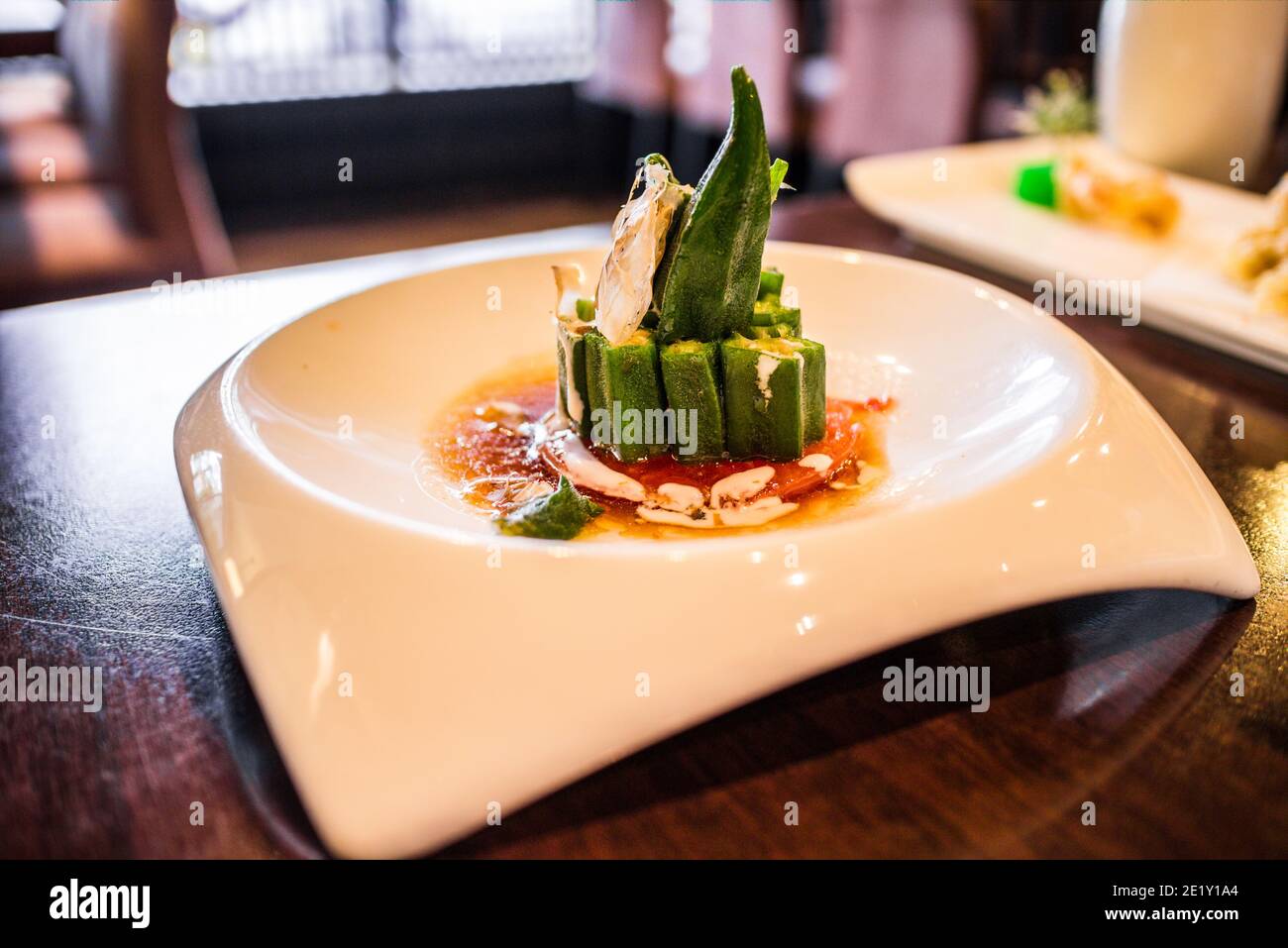 Japanese food, okra roll nice photo Stock Photo - Alamy