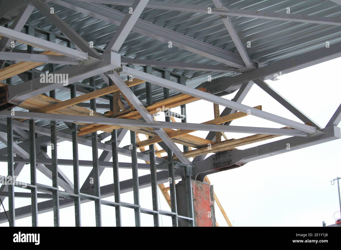 An old steel metal farm. structure of metal structure of frame-type ...