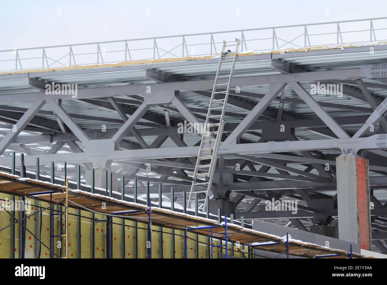 An old steel metal farm. structure of metal structure of frame-type ...