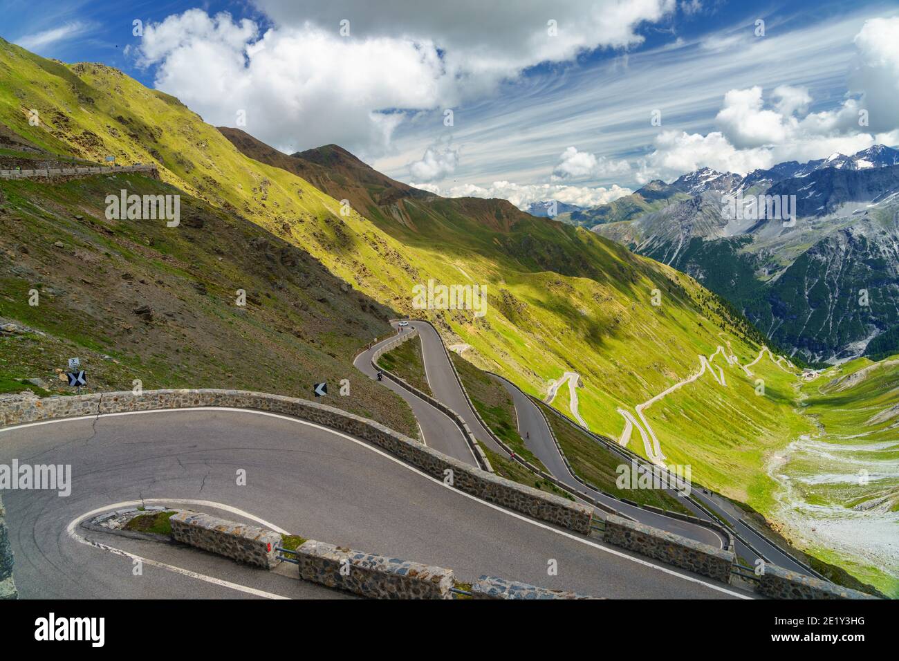Mountain landscape along the road to Stelvio pass, Bolzano province ...