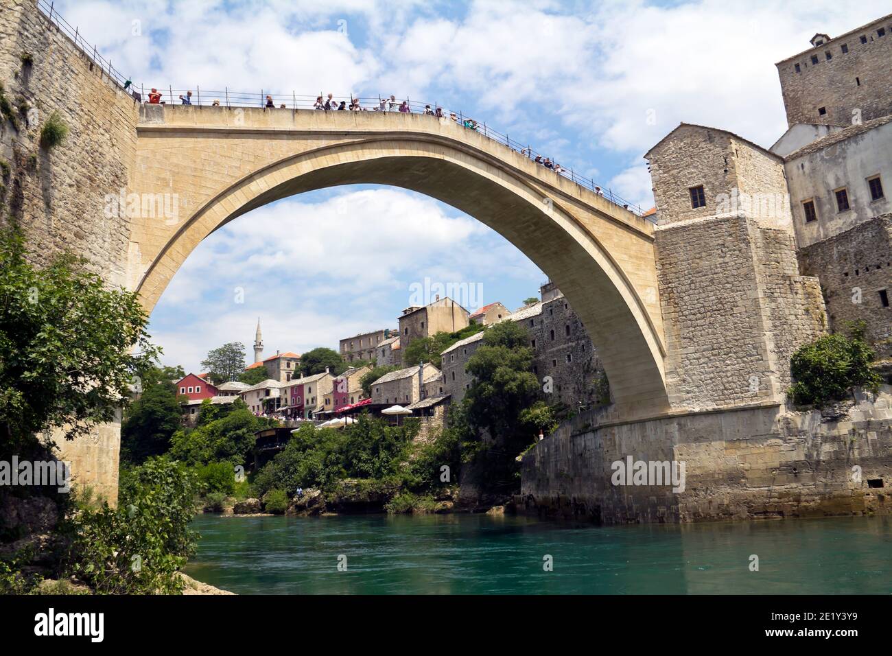 The Old Bridge in Mostar in a beautiful summer day, Bosnia and ...