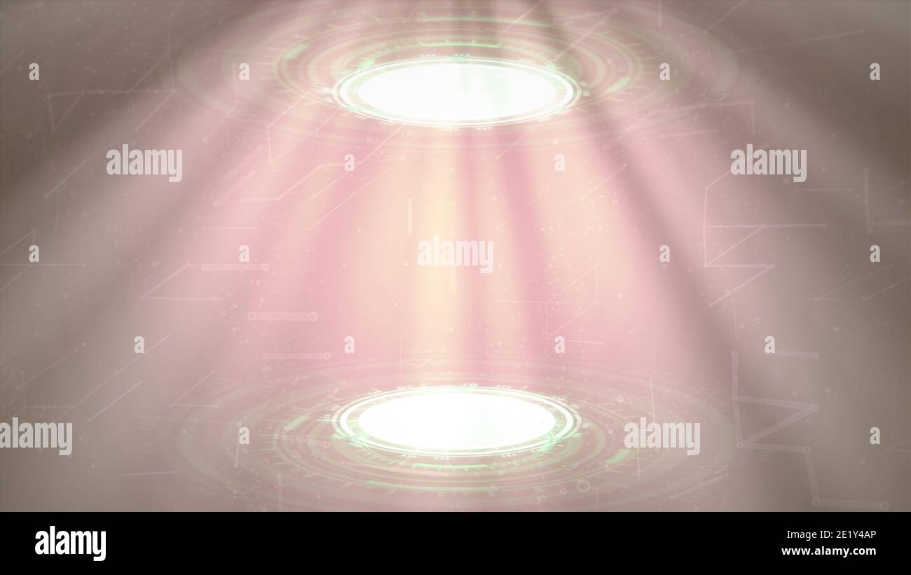 bright hi-tech background of two ui or hud circles, science teleport ...