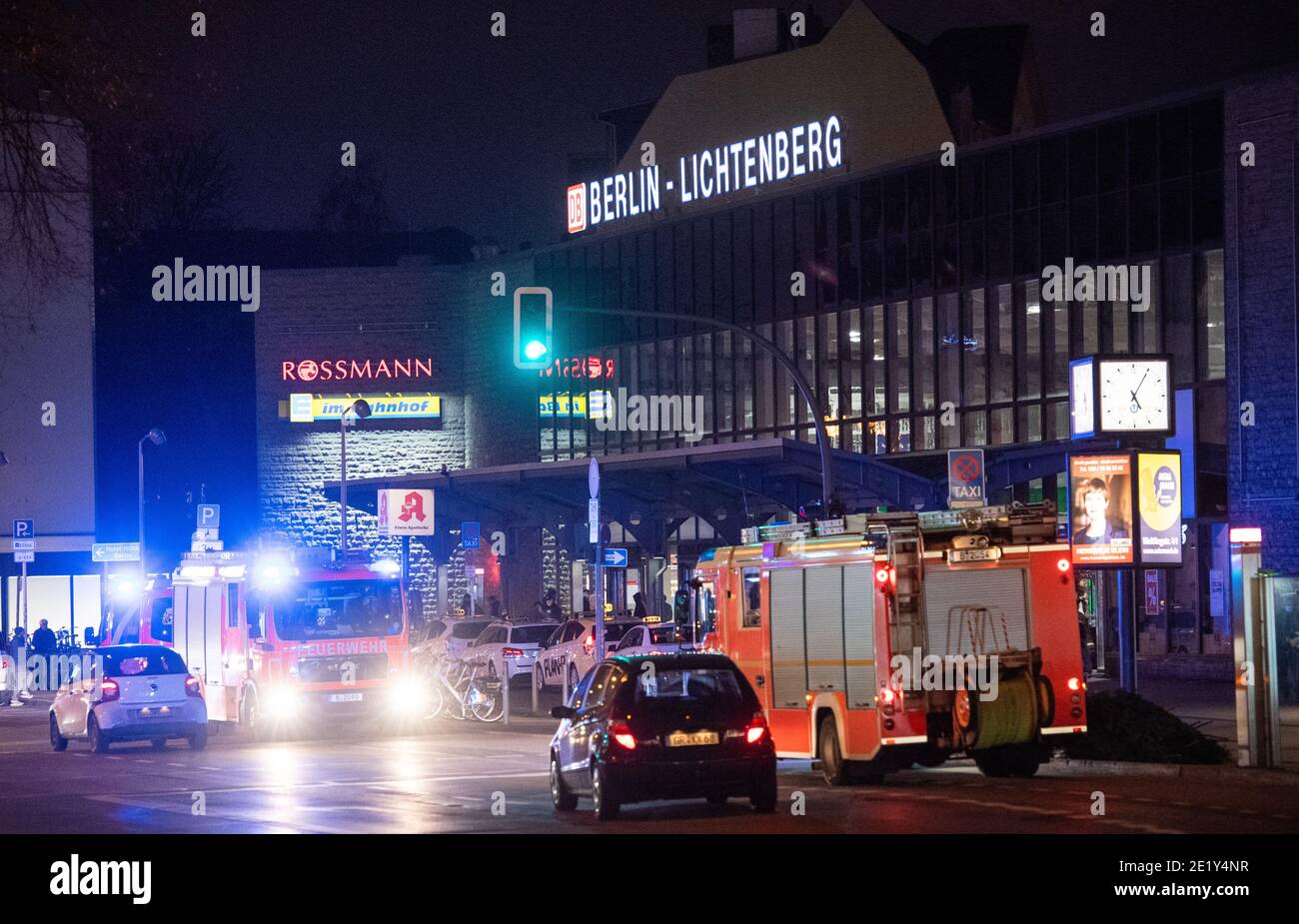 Berlin, Germany. 10th Jan, 2021. There's a fire at the Lichtenberg S ...