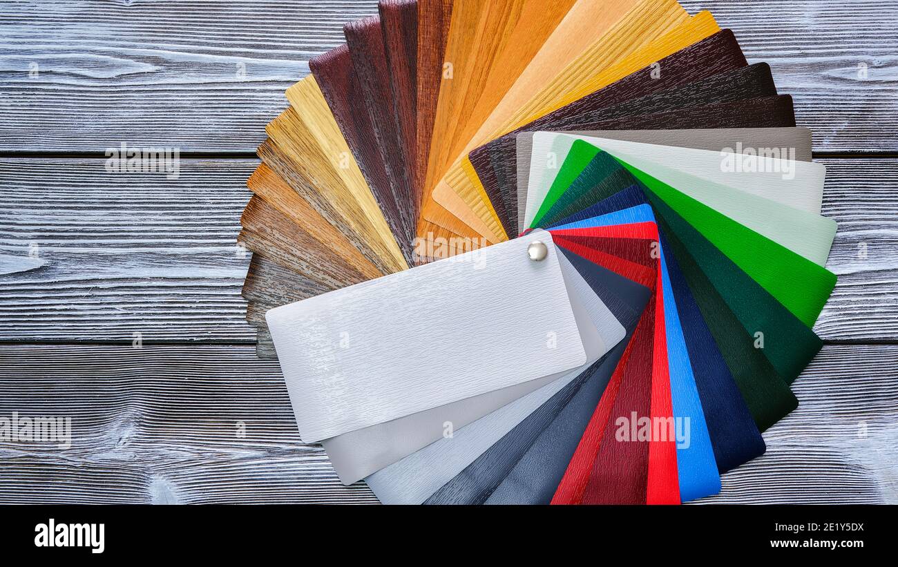 The picture with the colour samples of laminated films for the banner ...