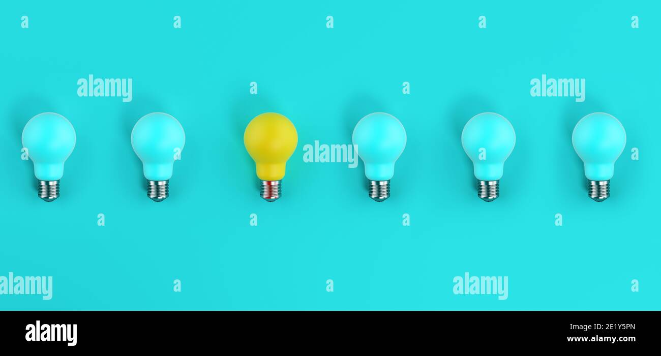One lit lightbulb among many hi-res stock photography and images - Alamy