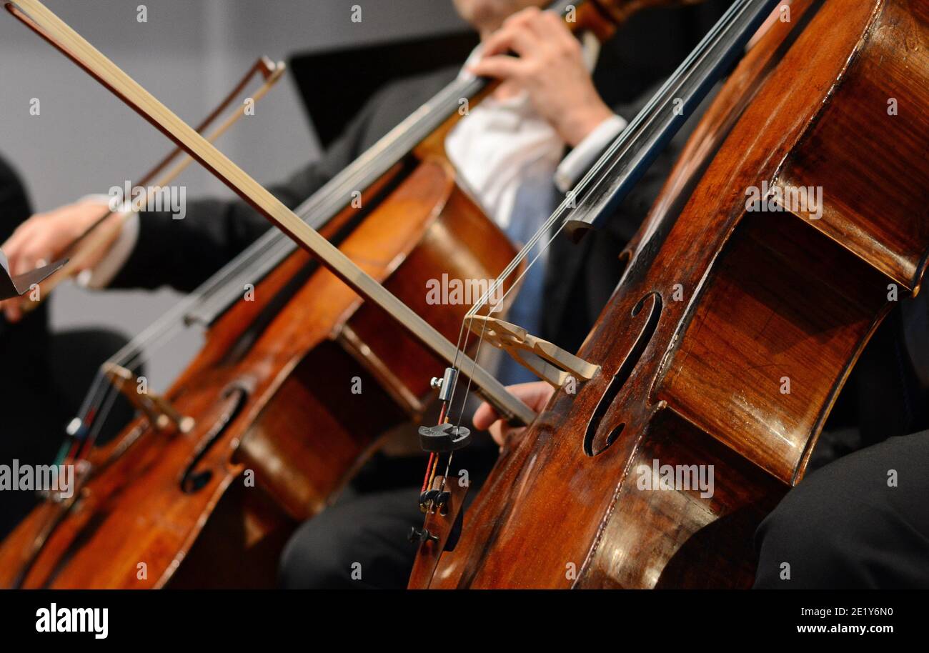 Stringed section of the orchestra hi-res stock photography and images ...