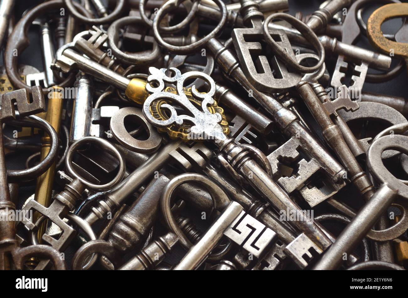 A Pile of Antique Keys background Stock Photo - Alamy