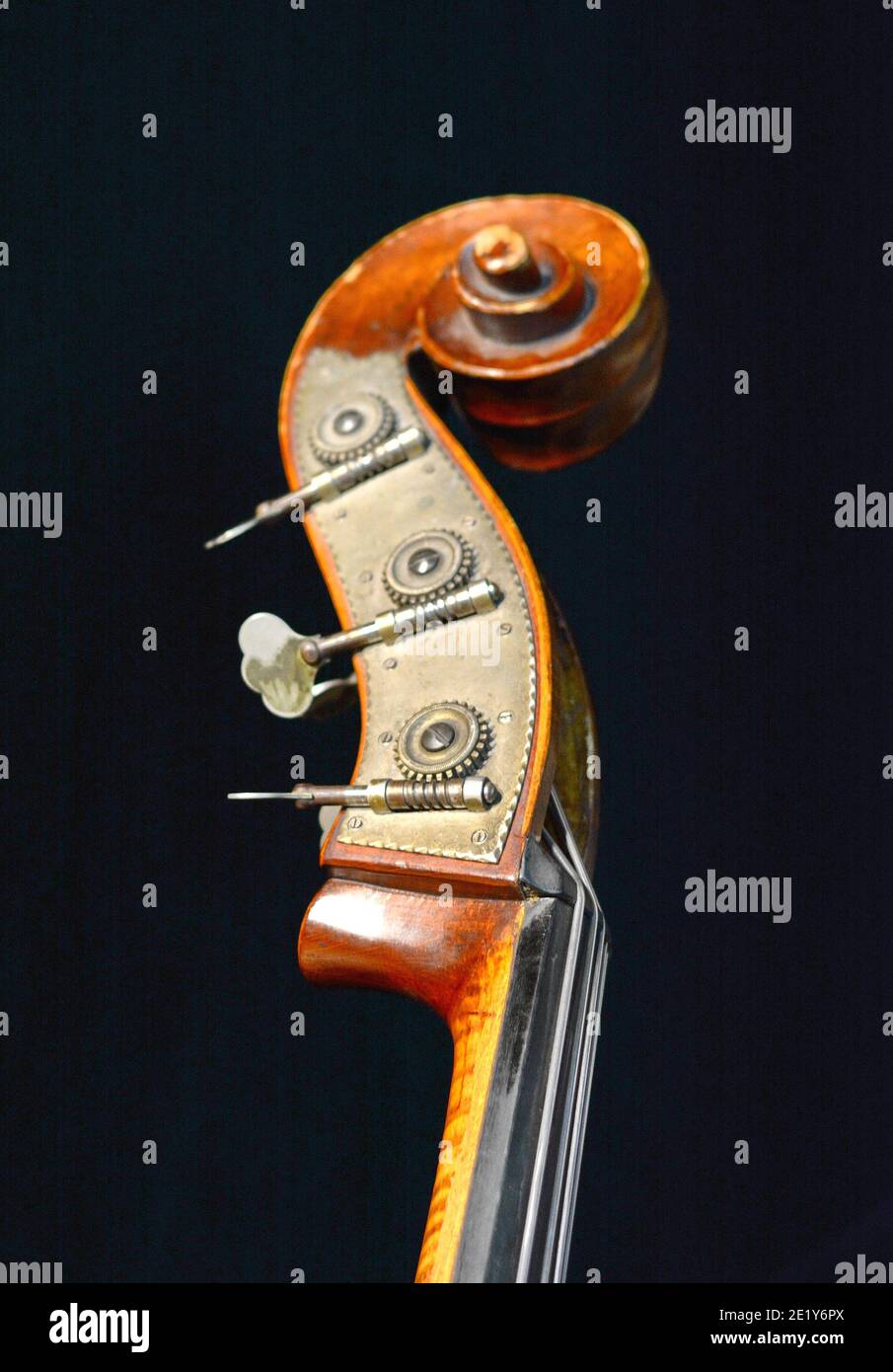 Contrabass placed in an oblique position waiting to be used in a ...