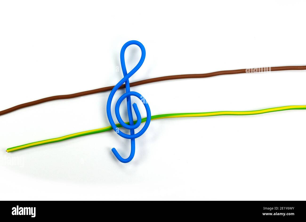 G clef made from isolated electric wire, isolated on white background ...