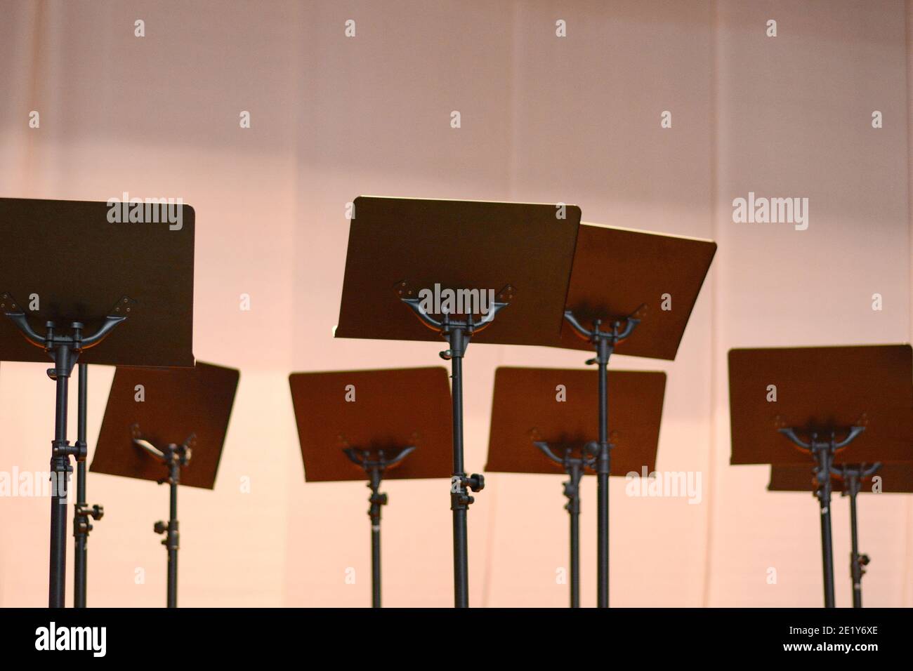 Music Stands on the stage, before the concert Stock Photo - Alamy