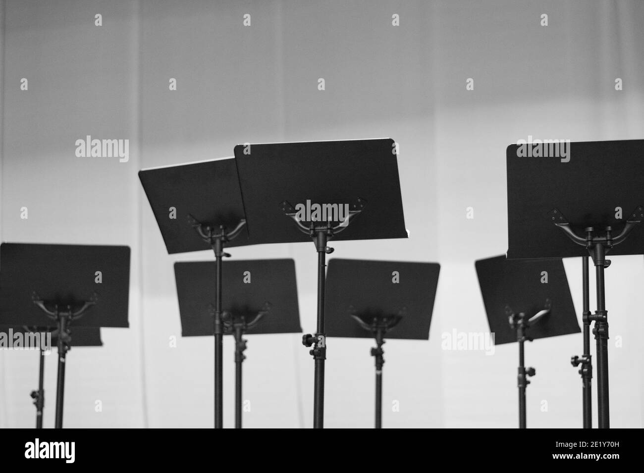 Music Stands on the stage, before the concert Stock Photo - Alamy