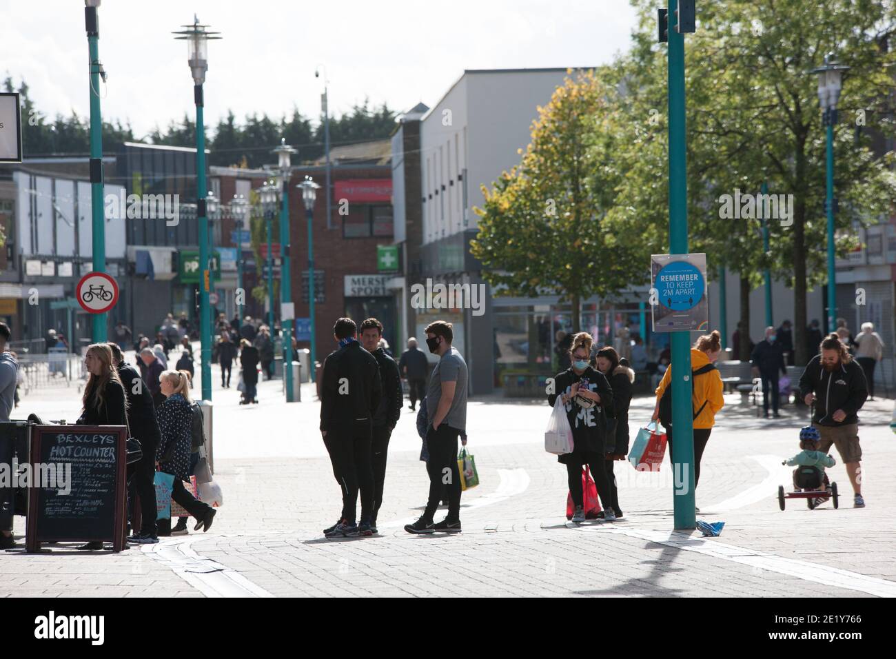 Knowsley, UK - September 29 2020: Huyton town centre on Tuesday ...